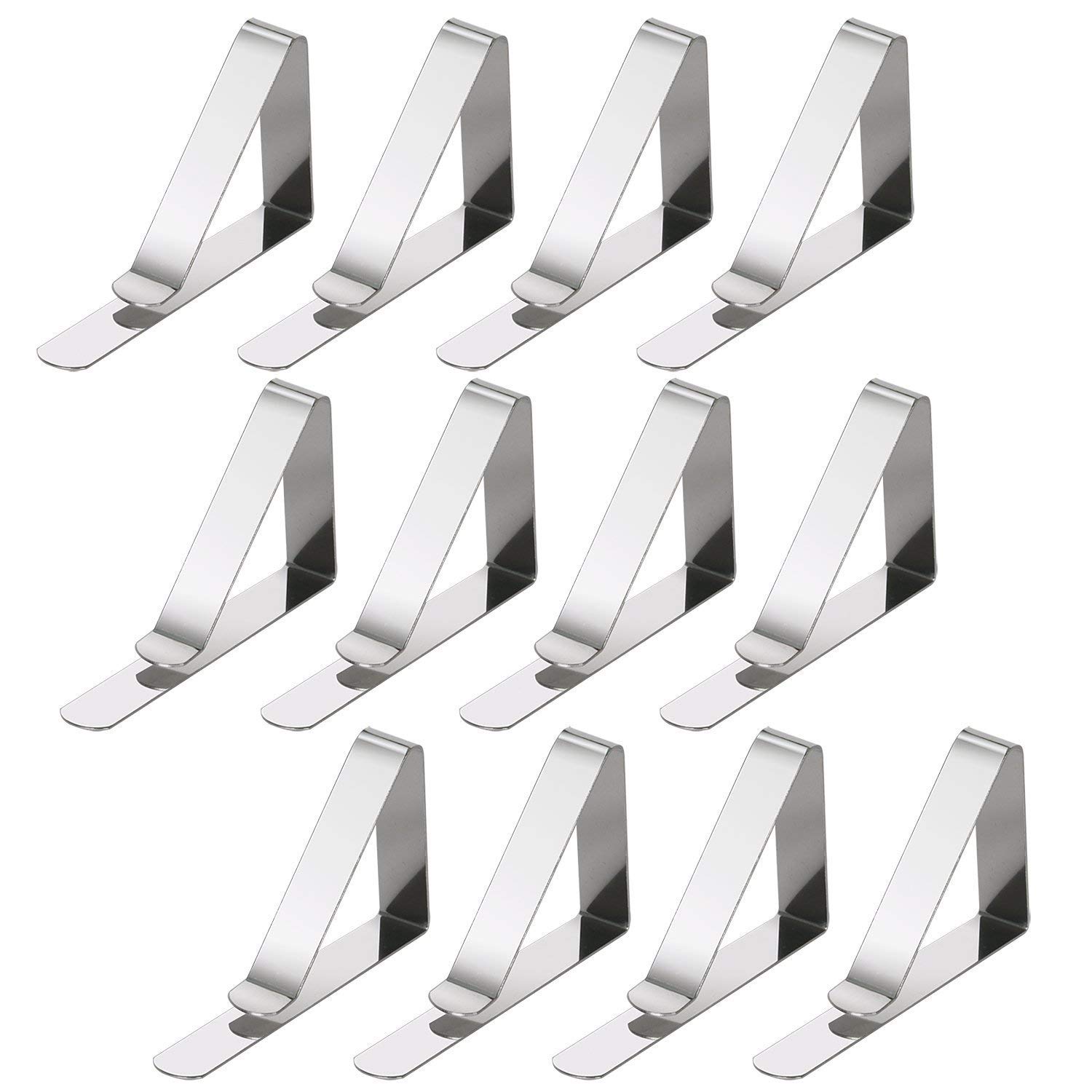 TRIXES 12PC Pack of Silver Table Cloth Clips - Adjustable Metal Clips ...