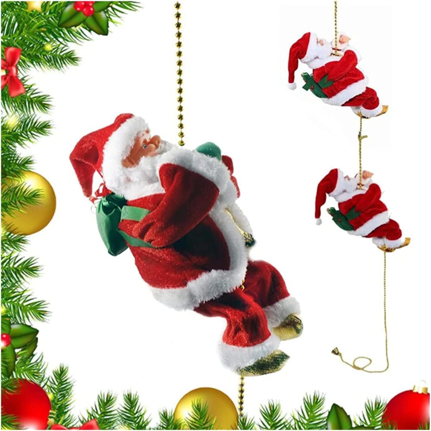 Santa Claus Climbing Rope Chain with Light Music & Sound Electric Santa ...