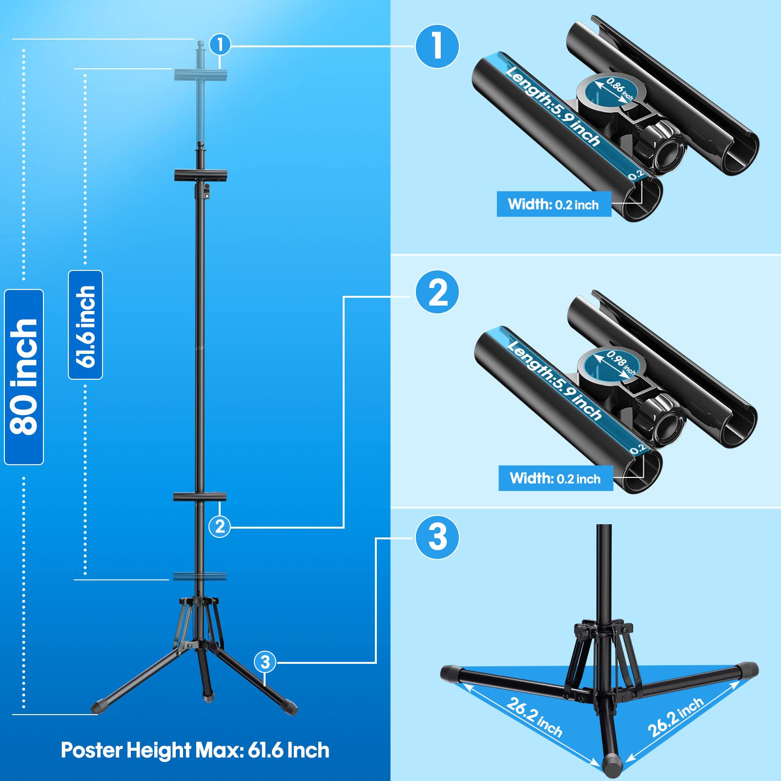 Snapklik.com : GSOW Poster Stand For Display, 80 Adjustable Sign Stand ...