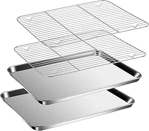Amazon.com: Baking Sheet with Racks Set [2 Sheets + 2 Racks], Stainless ...