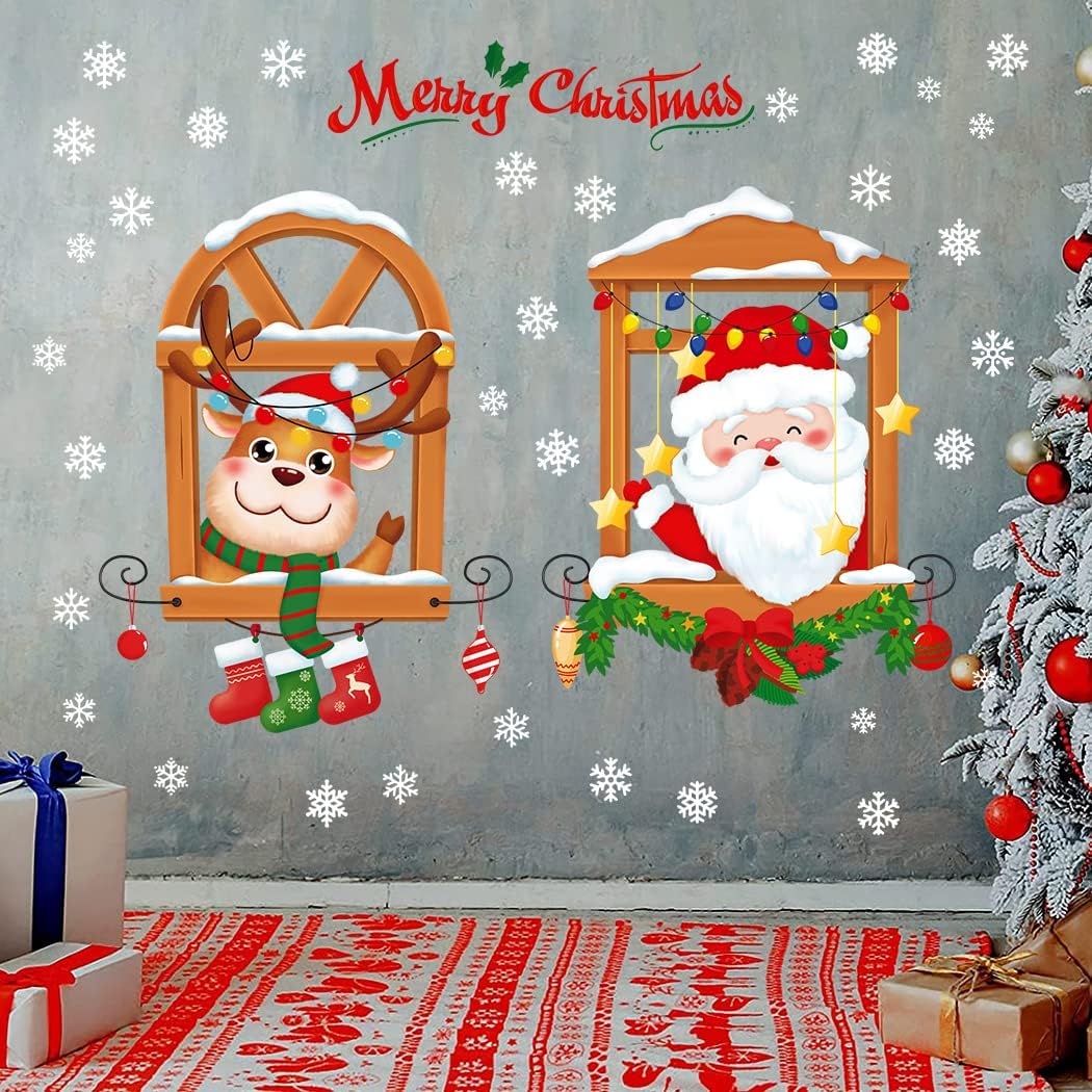 Amazon.com: GGBOY Christmas Wall Decals, Santa Claus Christmas Wall ...