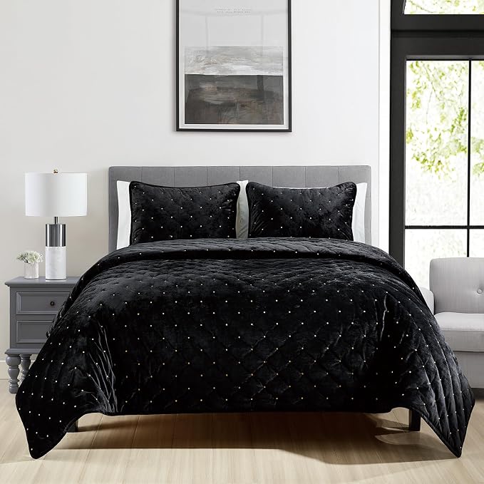 Amazon.com: Sunshine Nicole Embroidery Quilt Set with Metallic Gold ...
