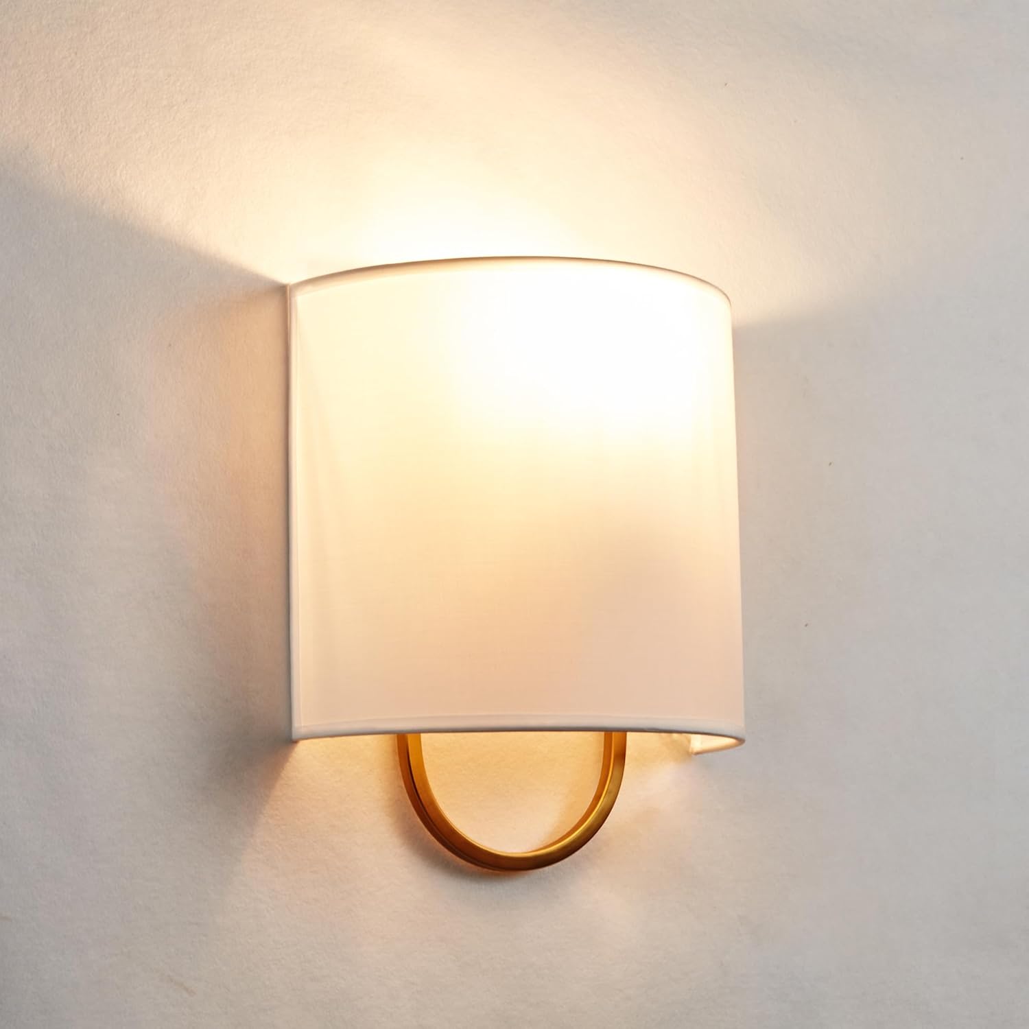 Modern Hand-Forged Iron Sconce with Linen Shade, Bedroom Wall Light ...