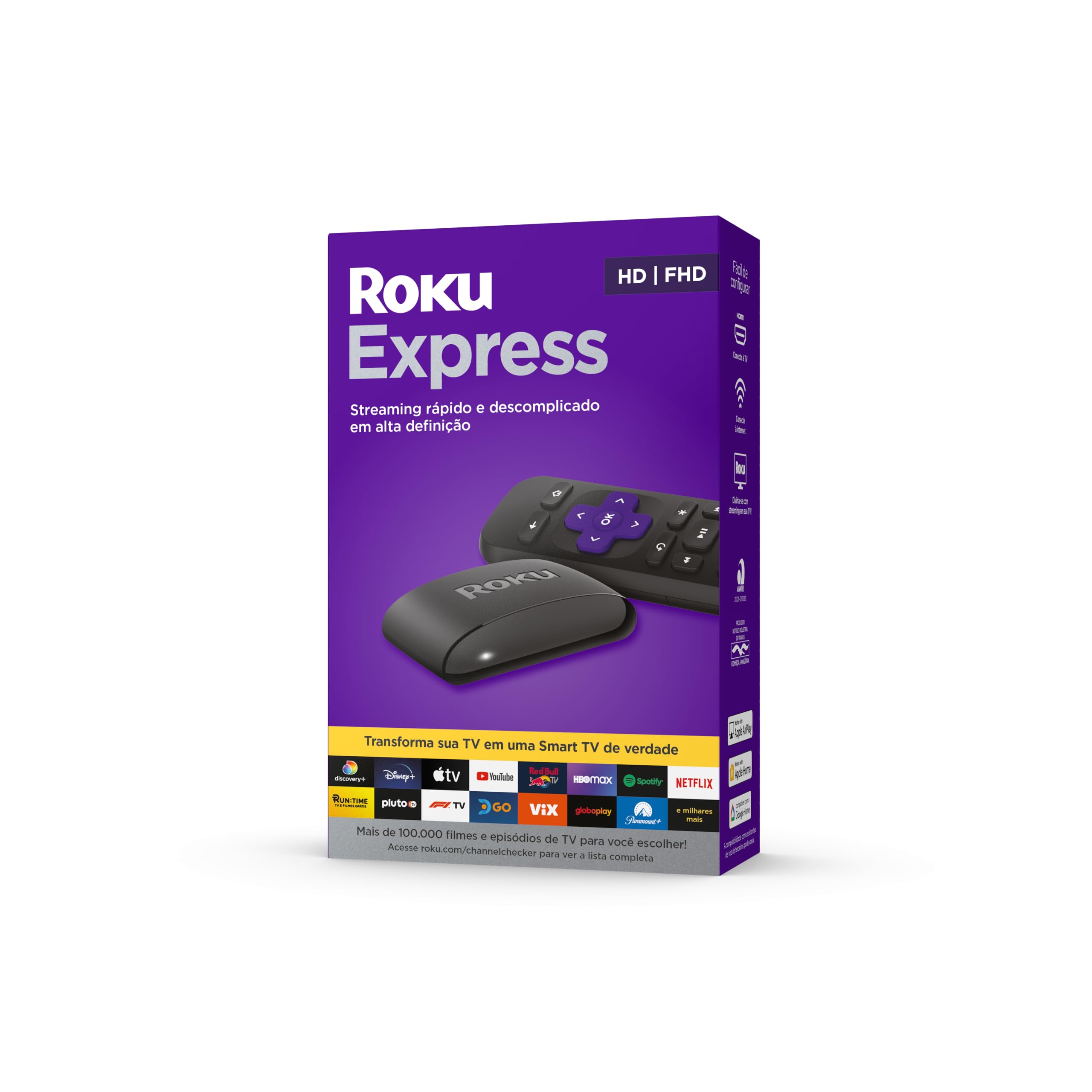 Roku Express | Dispositivo de streaming para TV HD/Full HD compatível ...