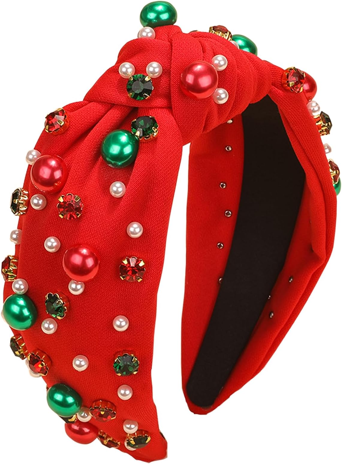 Amazon.com : Christmas Headband for Women Pearl Knotted Headband Xmas ...