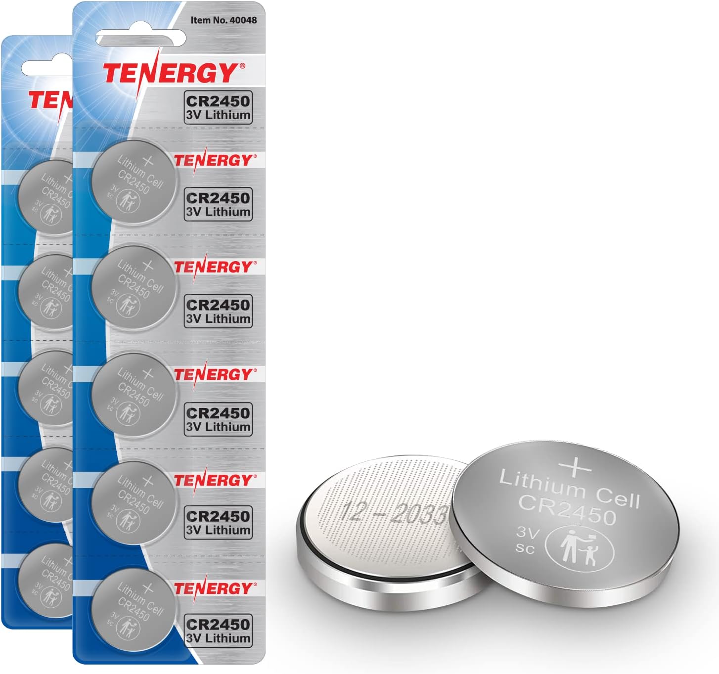 Amazon.com: Tenergy CR2450 Battery, 3V Lithium Coin Cell Battery for ...