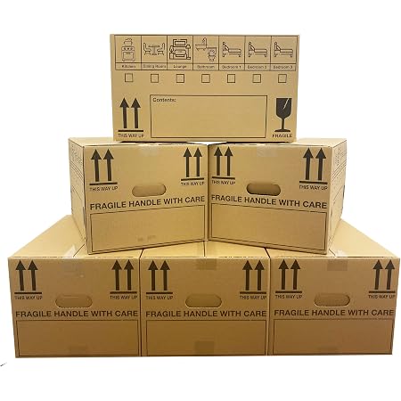25 Strong Large Cardboard Storage Packing Moving House Boxes with Carry ...