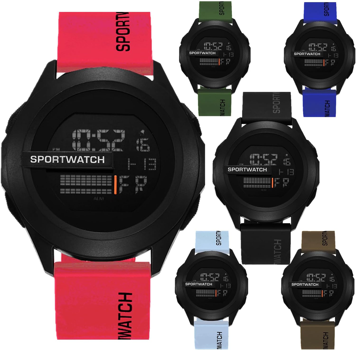 Amazon.com: yunanwa 6 Pack Men's Digital Sports Watches 50M Waterproof ...