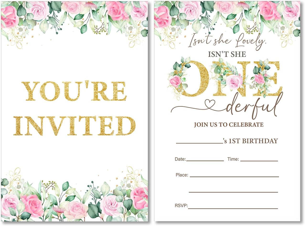 Amazon.com : 1st Birthday Party Invitations, Little Miss Onederful ...
