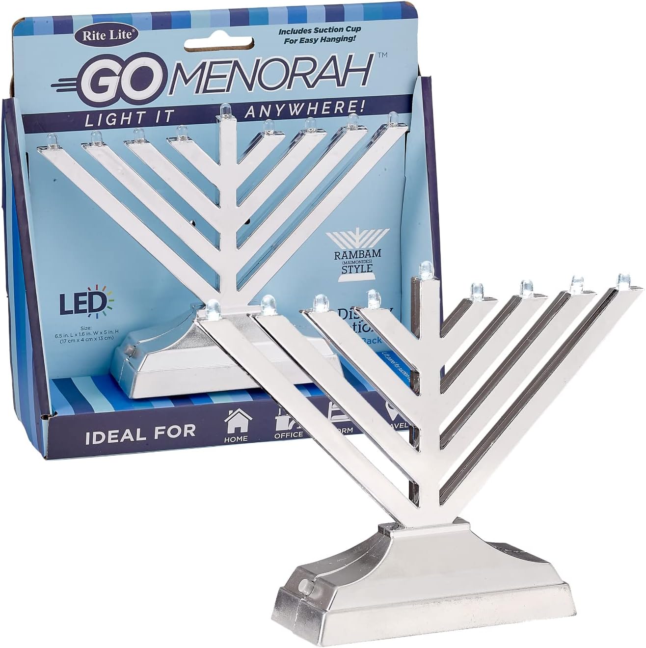 Amazon.com: Zion Judaica Mini LED Hanukkah Menorah Battery or USB ...