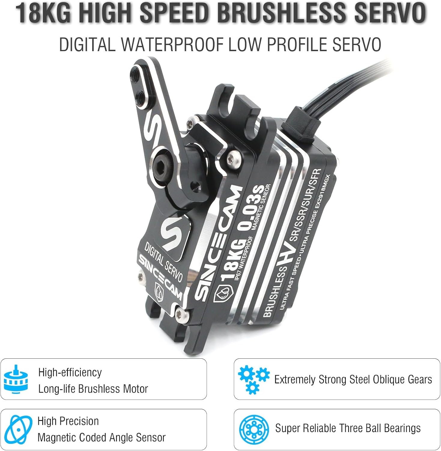 Sincecam – Servo de dirección impermeable de alta velocidad de 110.2 ...