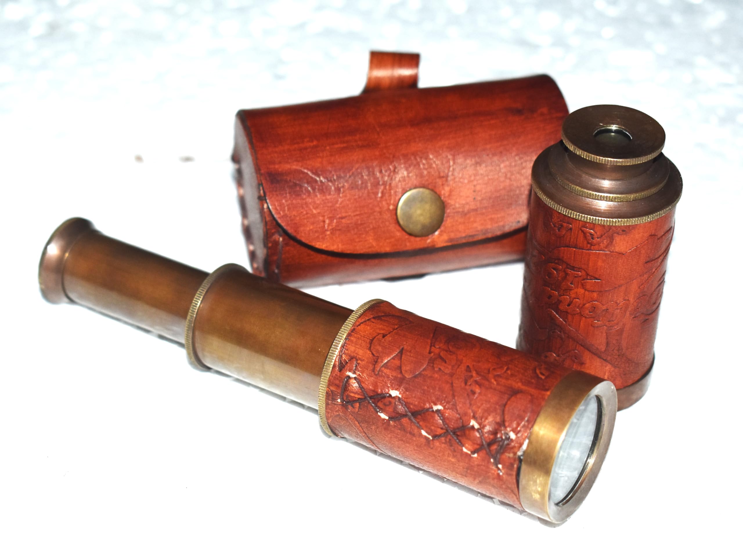 Amazon.com: 6" Handheld Brass Telescope with Leather Case Pirate ...