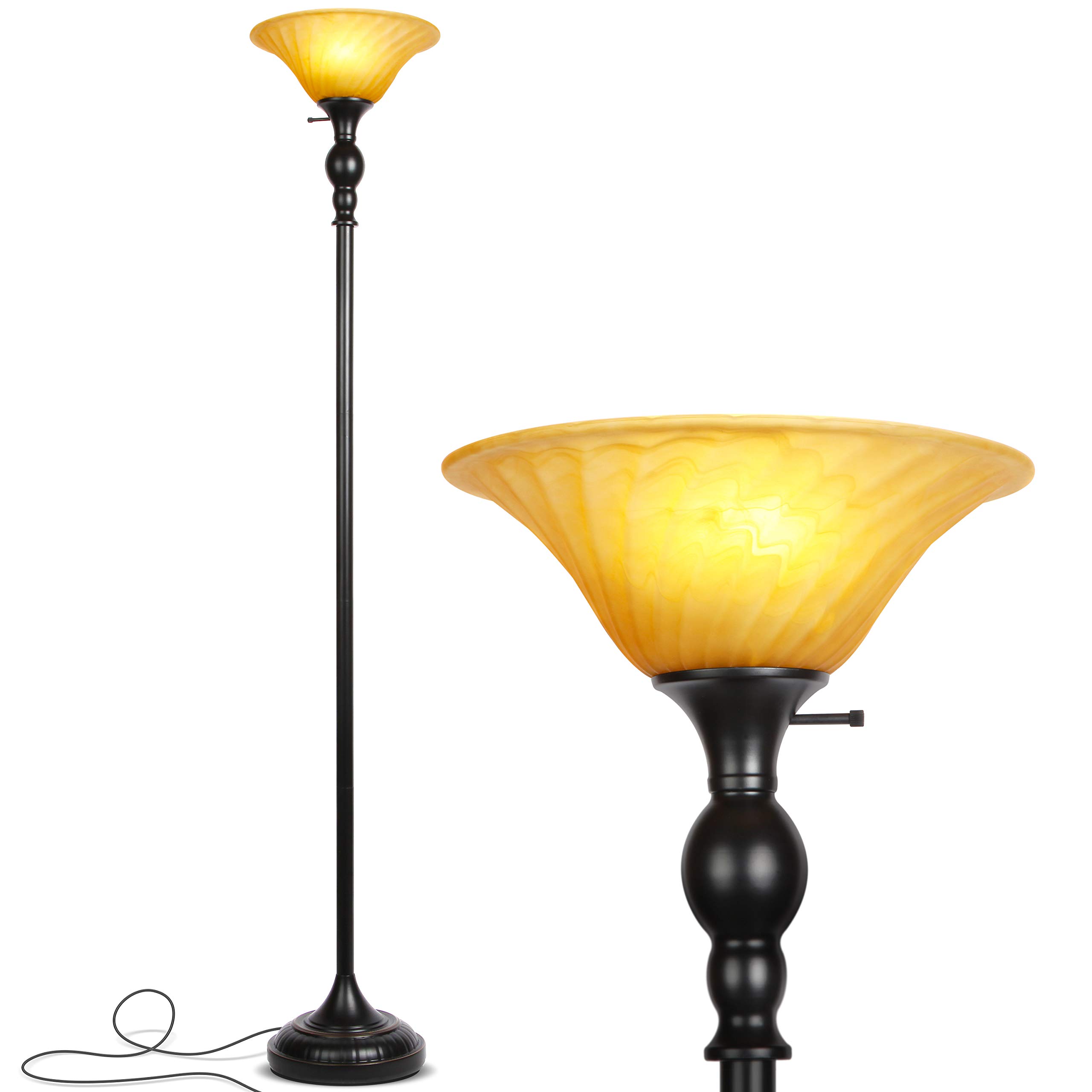 Buy Brightech Evelyn LED Floor Lamp- Free Standing Tall Pole Torchiere ...