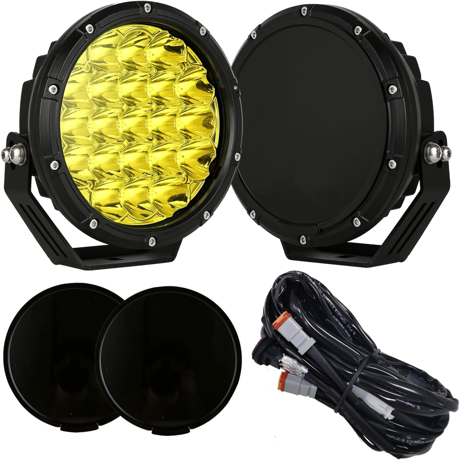 Amazon.com: YYSESRT 7 Inch 90W Amber Yellow LED Offroad Light with DRL ...