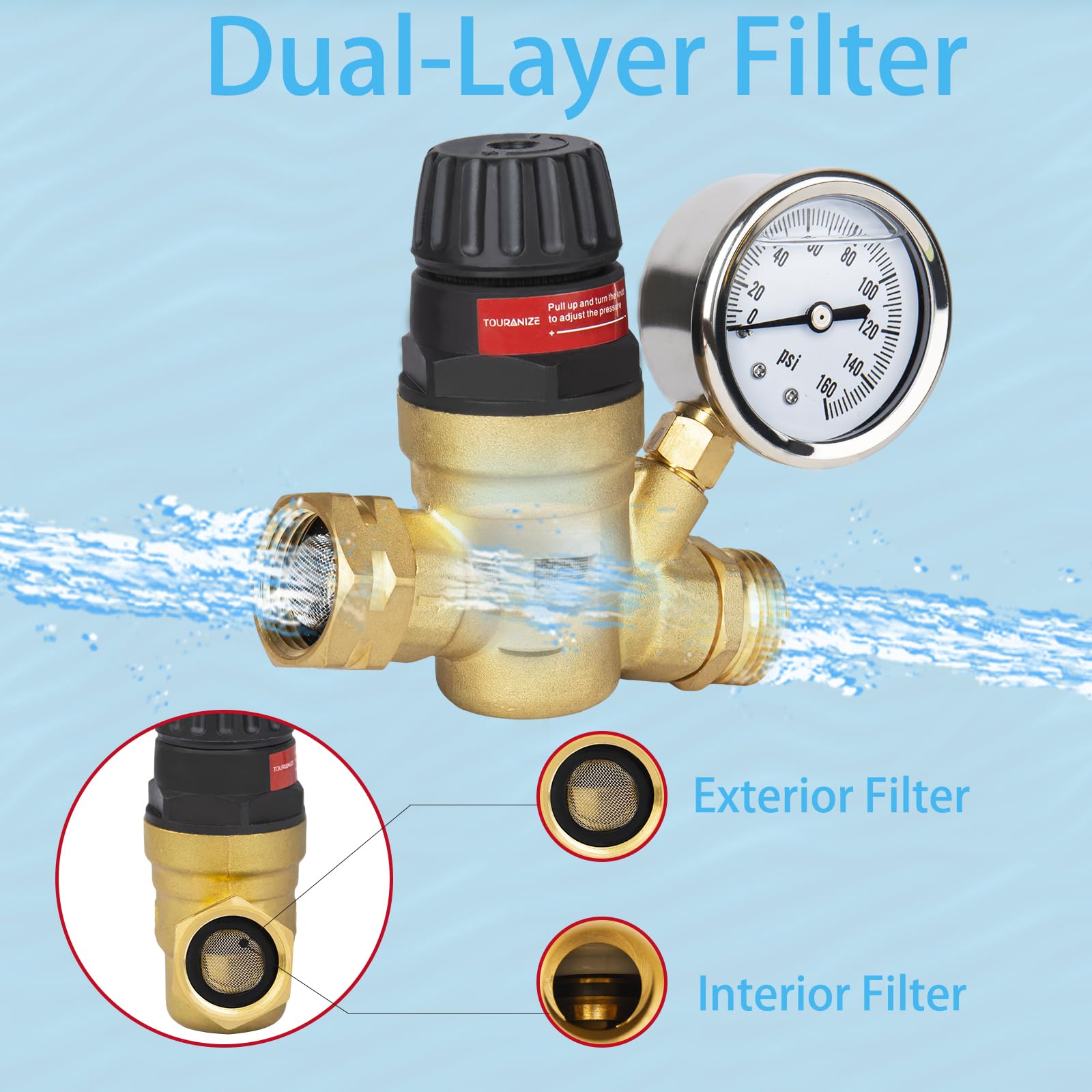 Snapklik.com : Touranize RV Water Pressure Regulator Valve, Handle ...