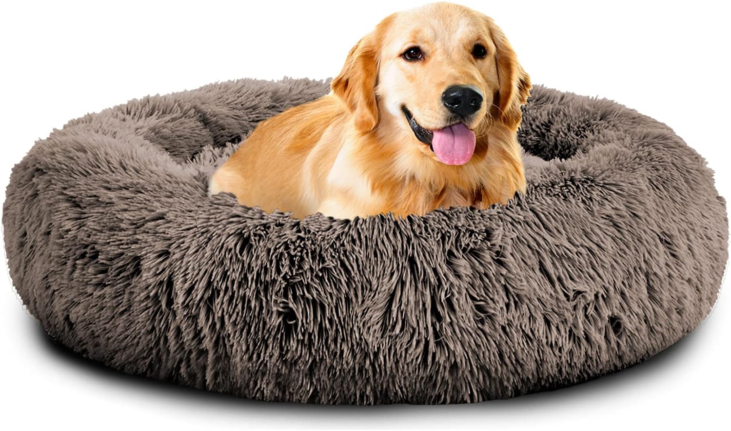 Comfortable Round Plush Dog Beds, Calming Dog Bed (L/XL/XXL/XXXL) for ...