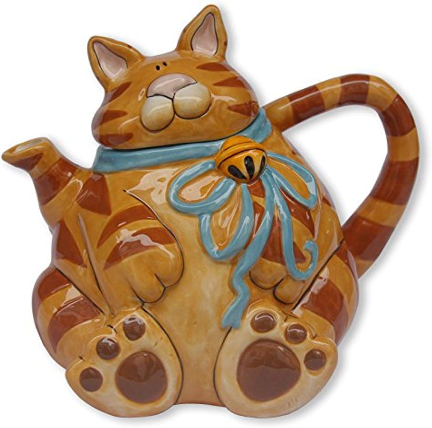 Amazon.com: Blue Sky Ceramic Cat Teapot, 9 x 6.5 x 7.5", Orange : Home ...