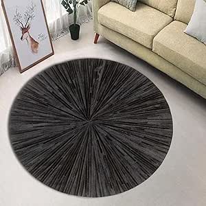 Amazon.com: REGAL RUGS 5x5 ft Black Cowhide Leather Round Area Rugs ...