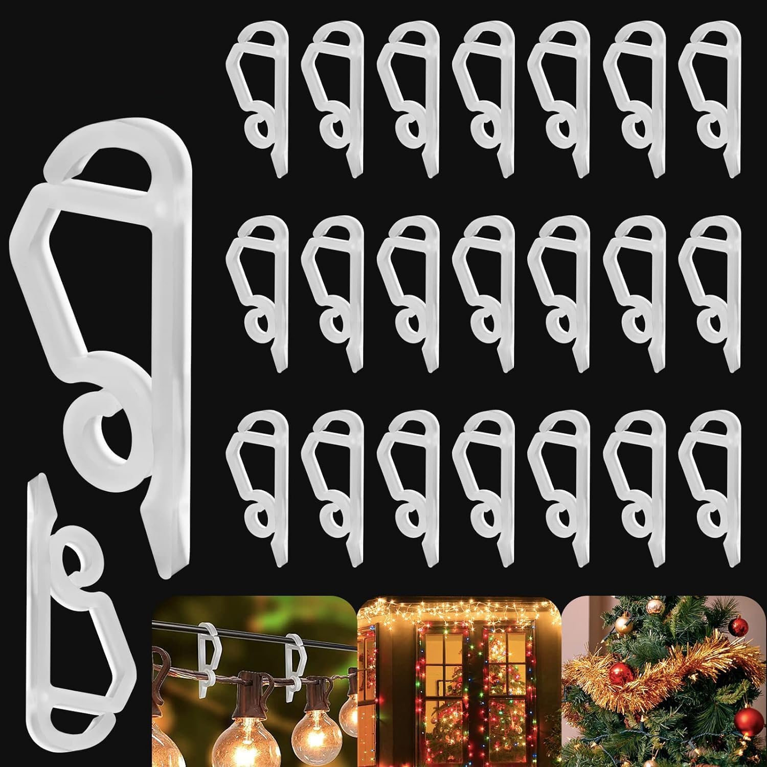 100Pack Christmas Light Clip,Plastic Gutter Hooks Outdoor,Weatherproof ...