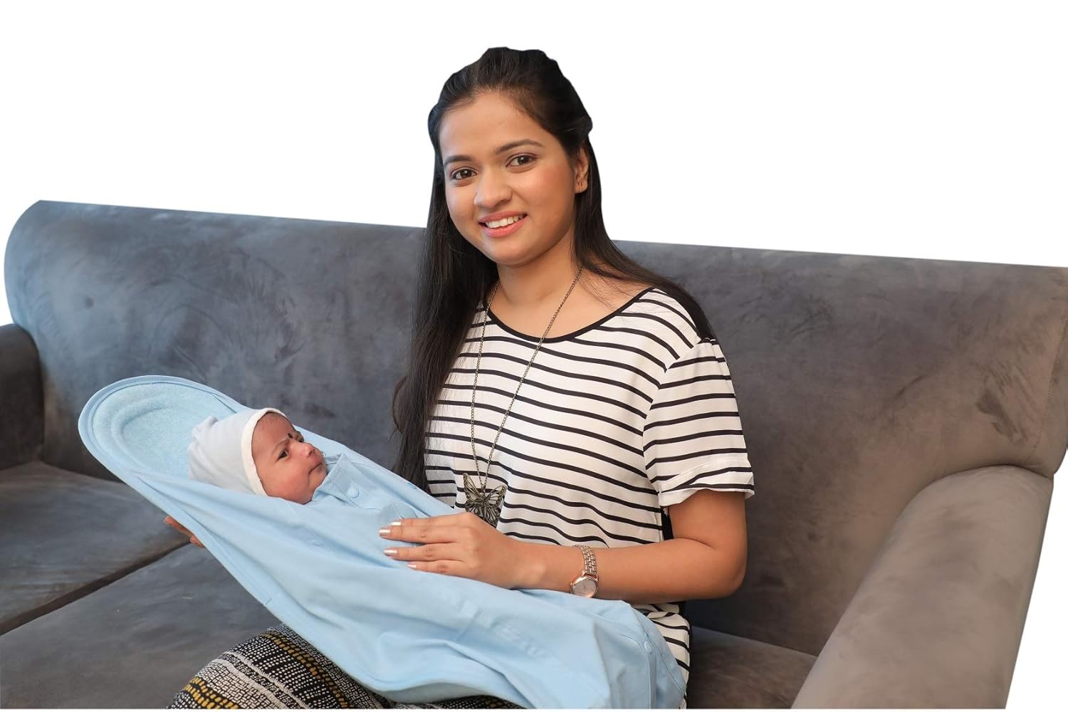 Buy HOOPA 2-in-1 Hooded Feeding Pillow Blue | Feeding Pillow with Cover ...