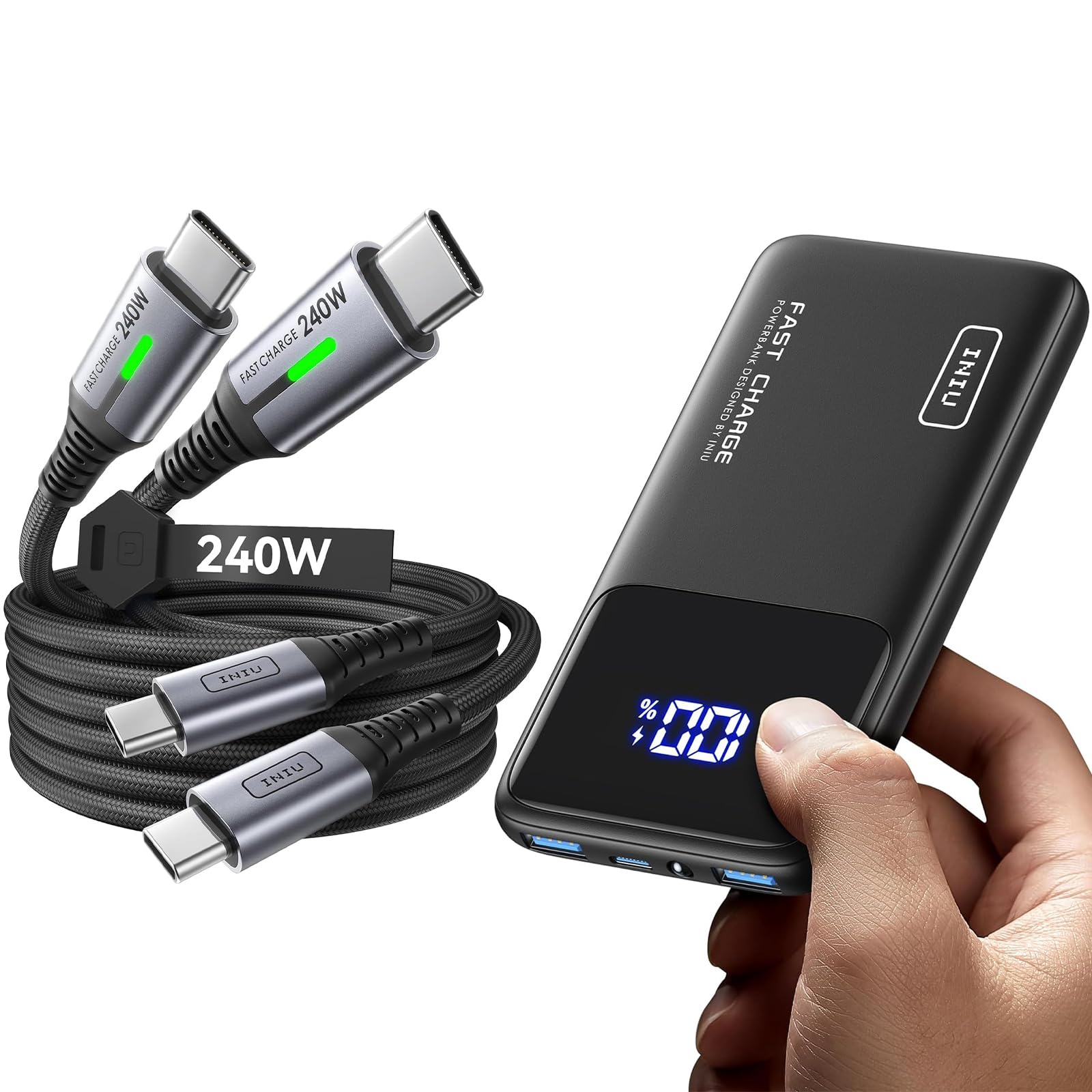 Amazon.com: INIU 10000mAh Portable Charger + 240W Fast Charging Type C ...