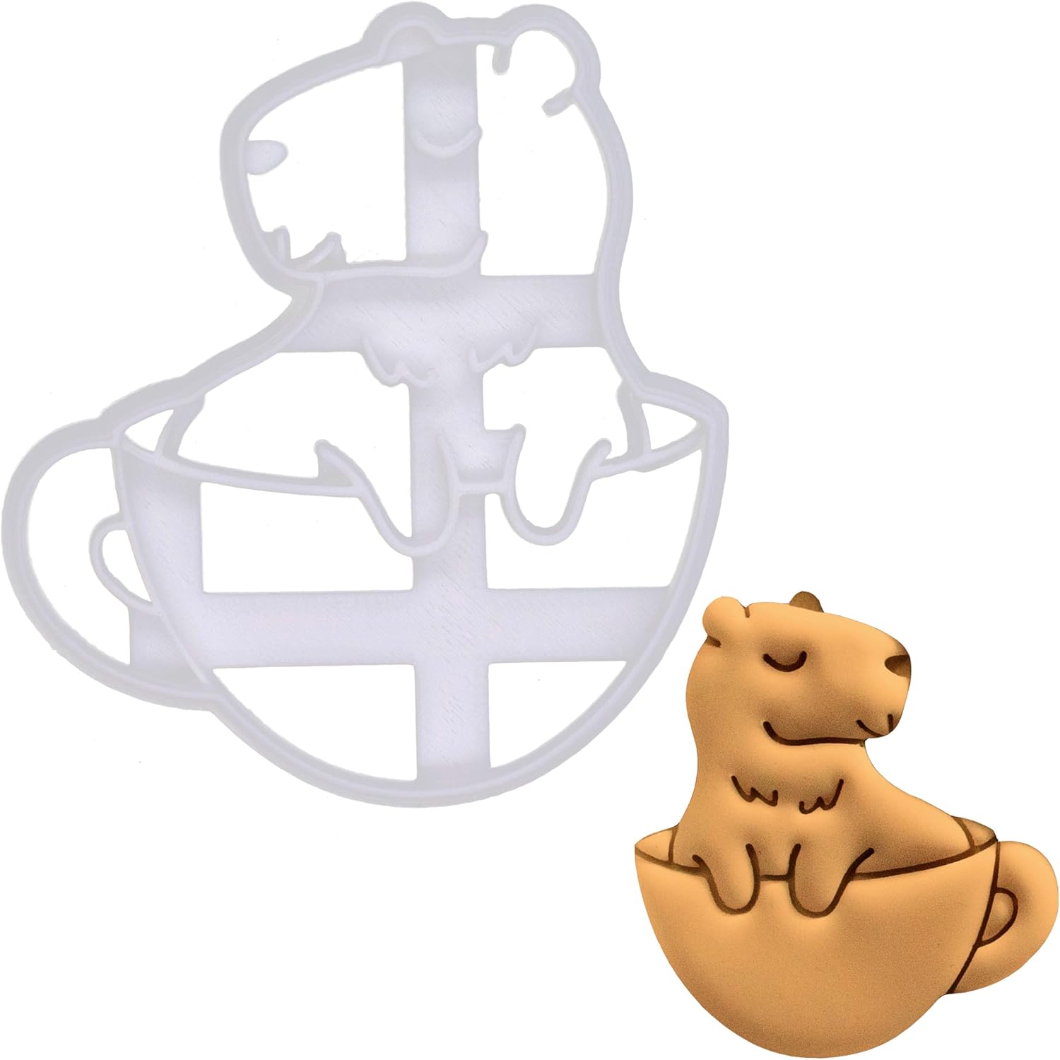 Amazon.com: BAKERLOGY Cappyccino Cookie Cutter - Cute Capybara soaking ...