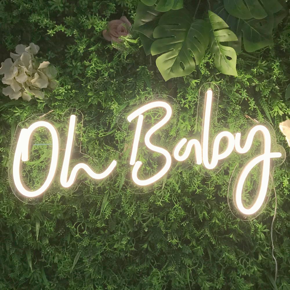 Oh Baby Neon Sign 24x12" for Baby Shower Decorations, Gender Reveal ...