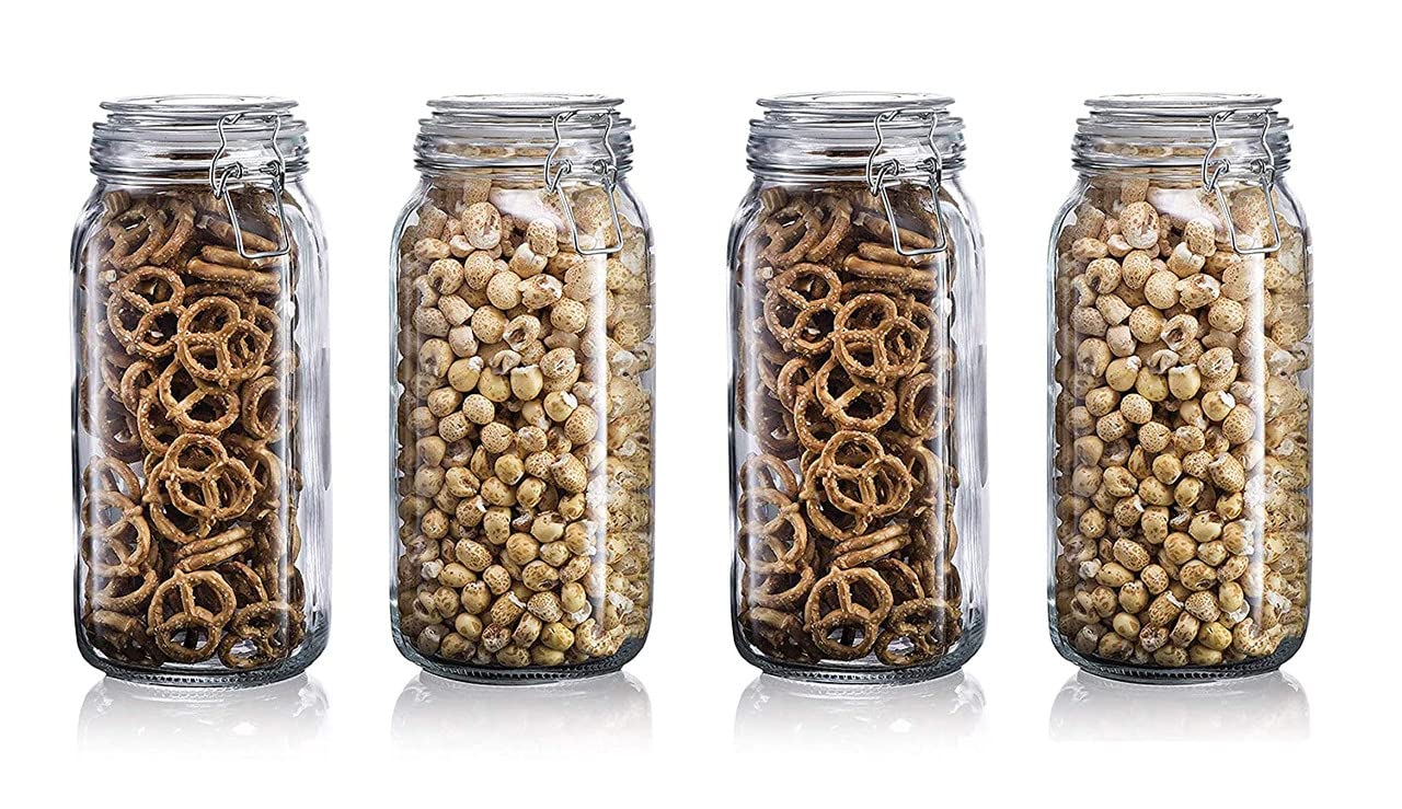 Buy Pocket Whole Air-Tight Mason Glass Jars with Buckle Lids for Home ...