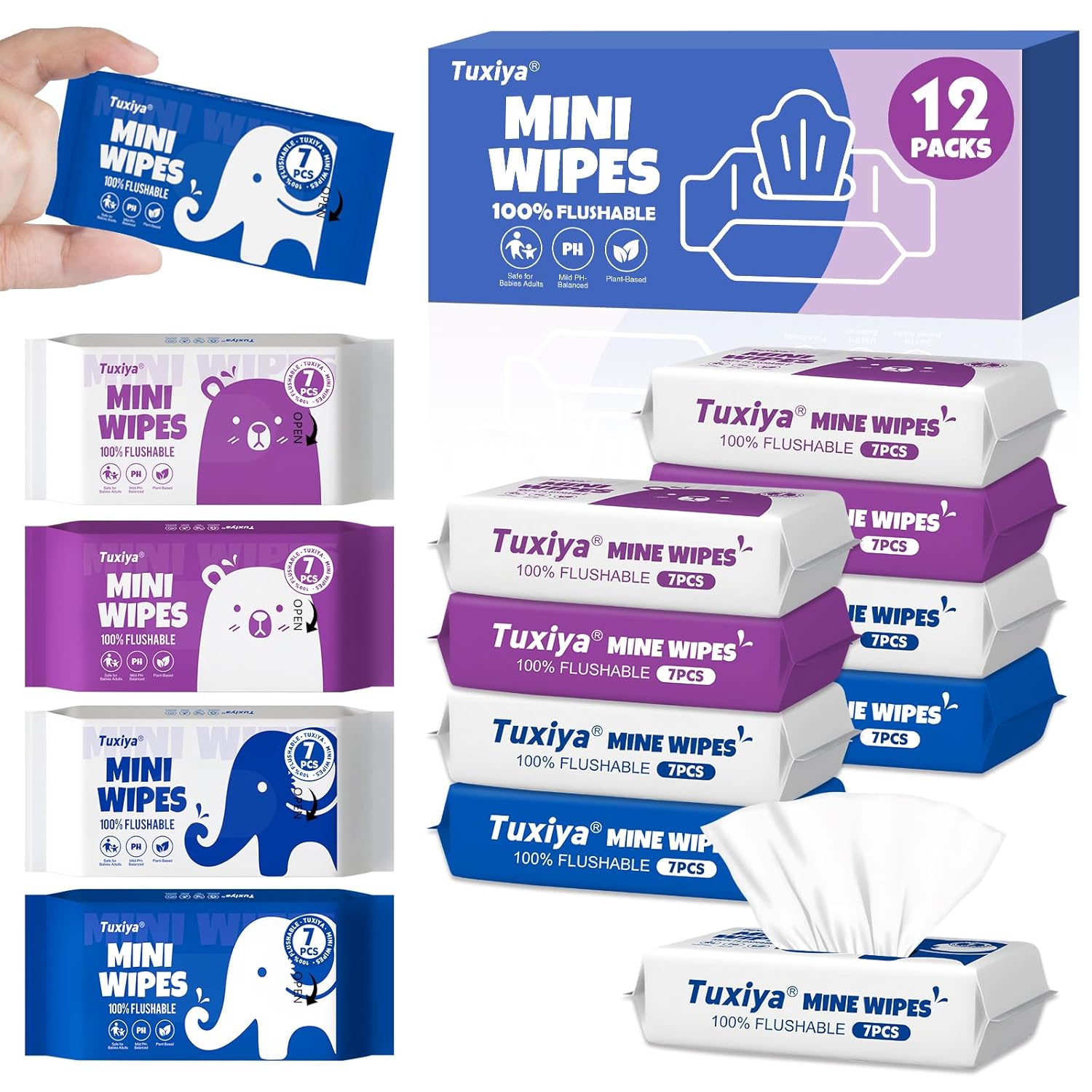Amazon.com: 12 PackTravel Flushable Wipes with Aloe & Vitamin E ...