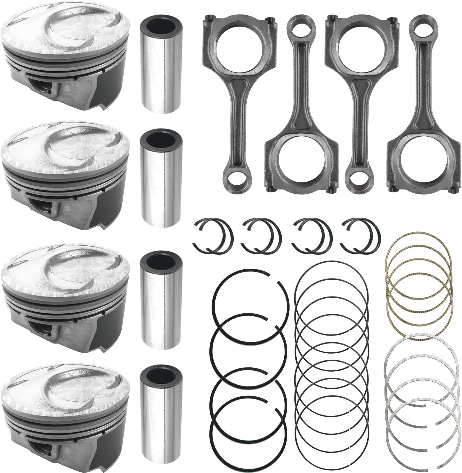 Amazon.com: 4 Set Pistons Kits with Connecting Rods Compatible with ...