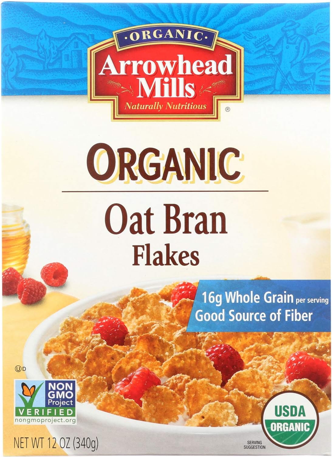 Amazon.com: Arrowhead Mills Organic Oat Bran Flake Blend Cereal 12 OZ ...