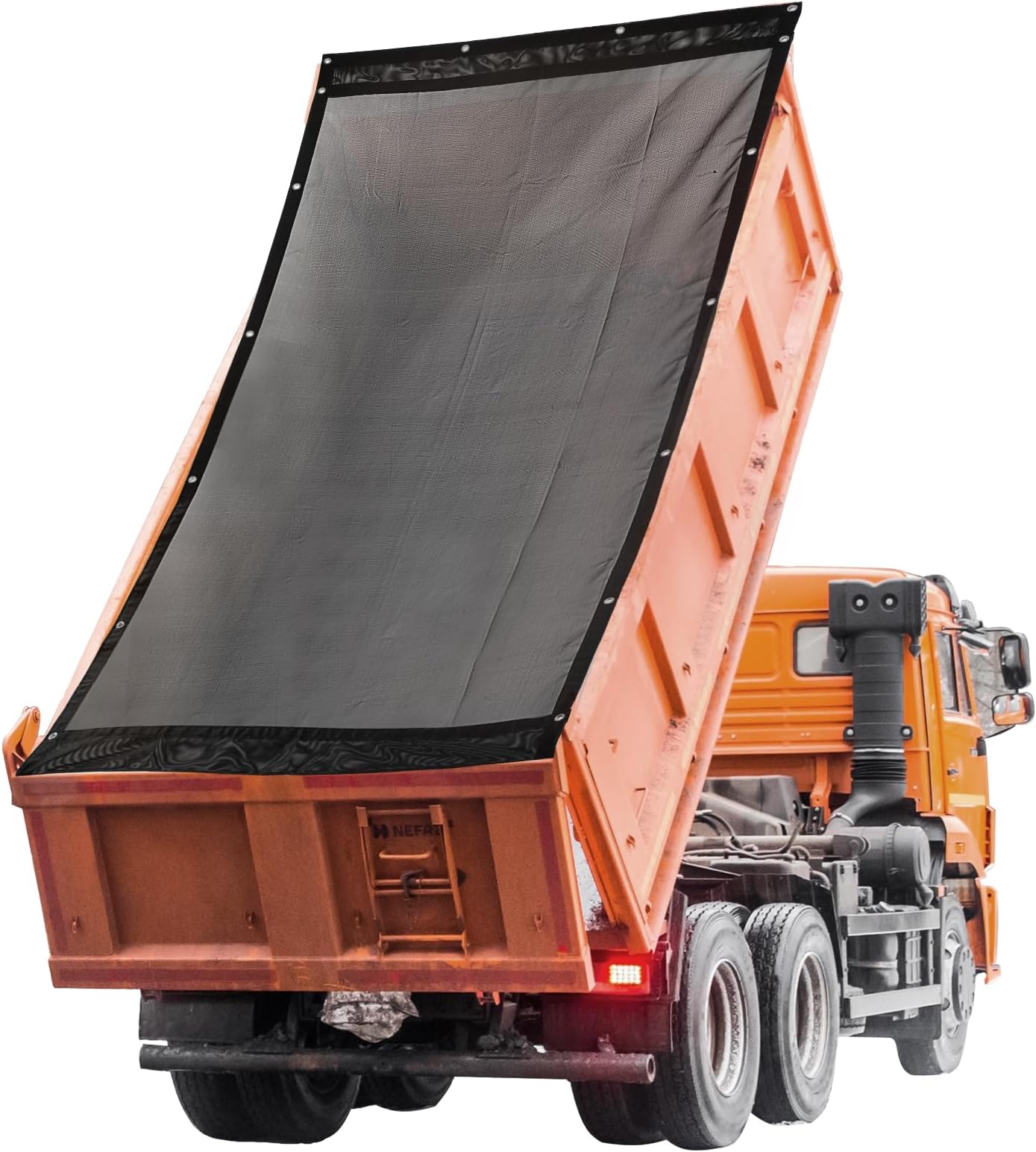 VEVOR Dump Truck Mesh Tarp, 7 x 14 ft, PVC Coated Black Heavy Duty ...