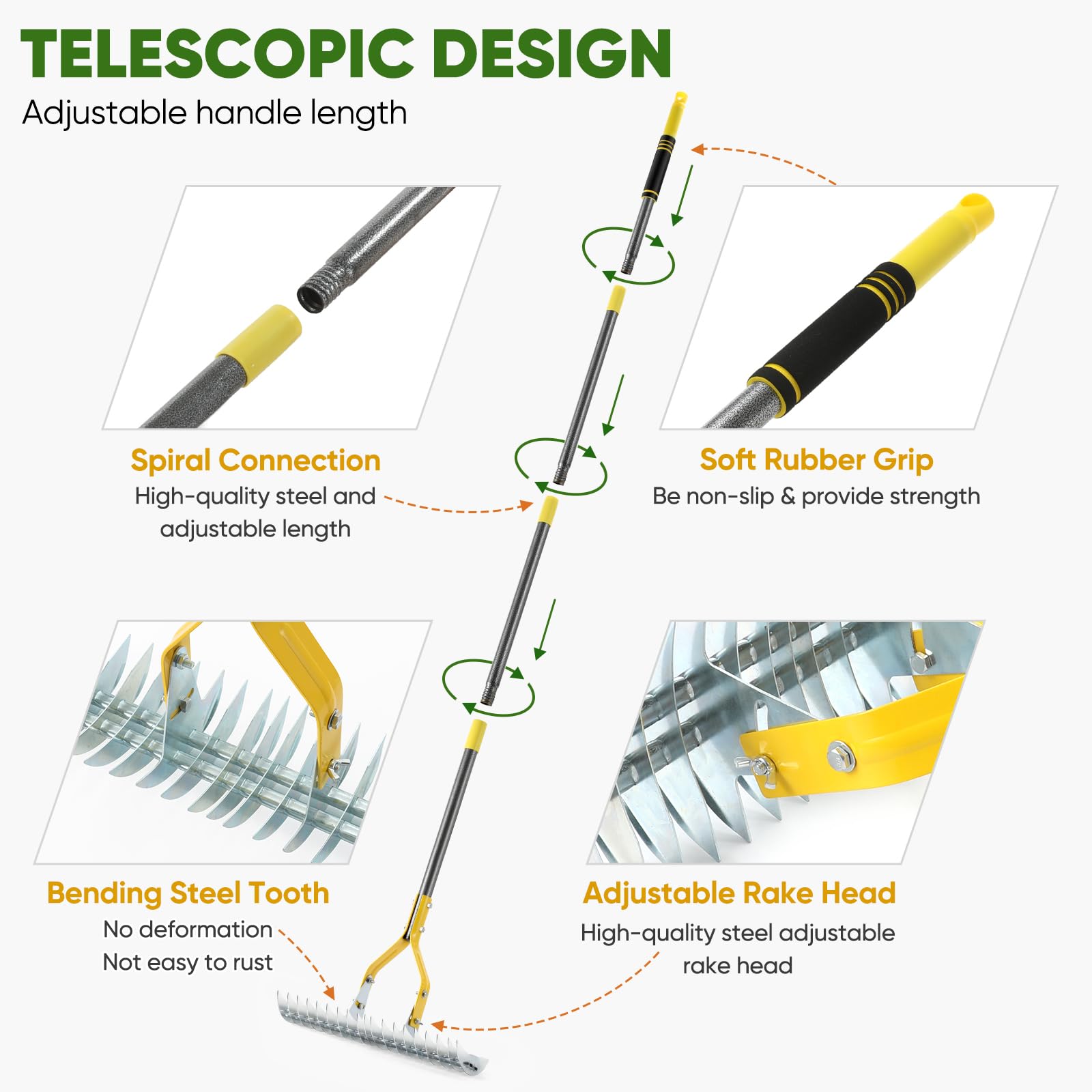 Snapklik.com : Vansonana Thatch Rake, 15-Inch Wide Lawn Thatching Rake ...