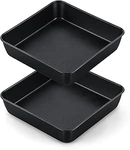 Onader 8 Inch Square Cake Tin Set of 2, Stainless Steel Oven Baking Tin ...