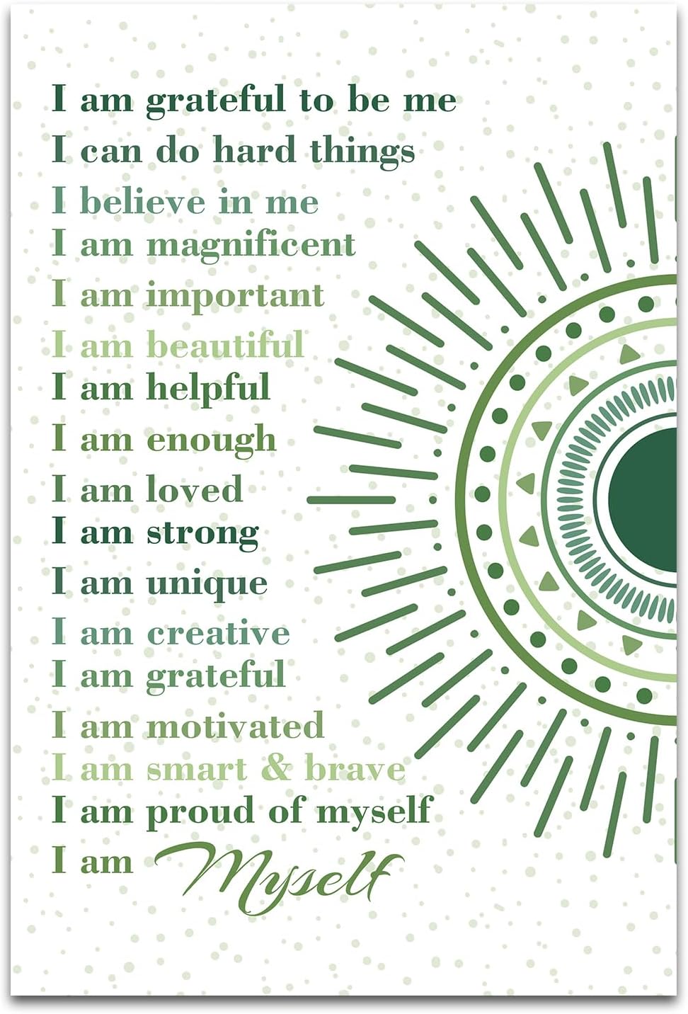 Amazon.com: ZHAXFA Affirmations Print,Sage Green Mental Health Poster,I ...
