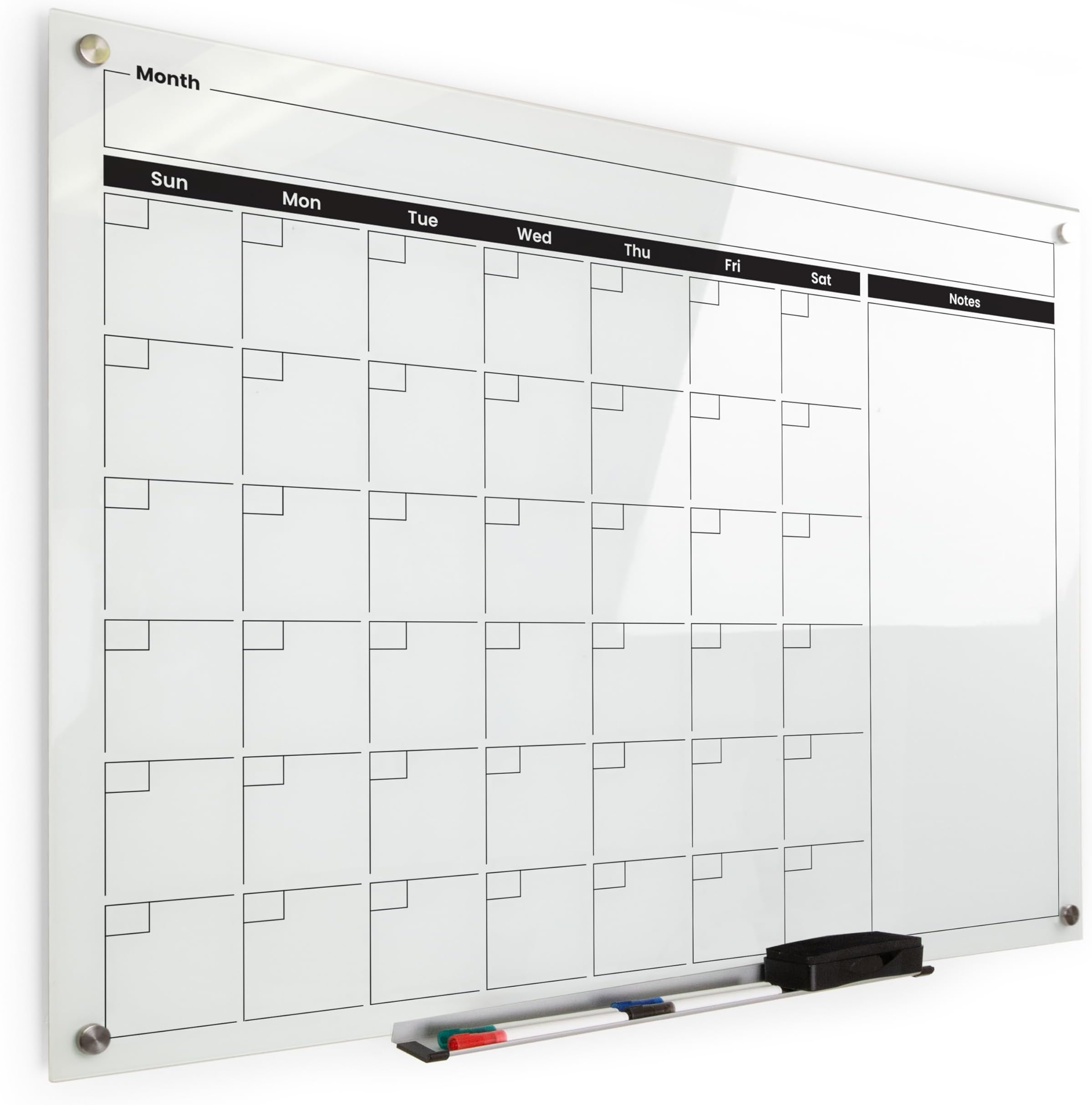 Amazon.com: Real Glass Dry Erase Monthly Calendar, Giant Size 34" x 46 ...