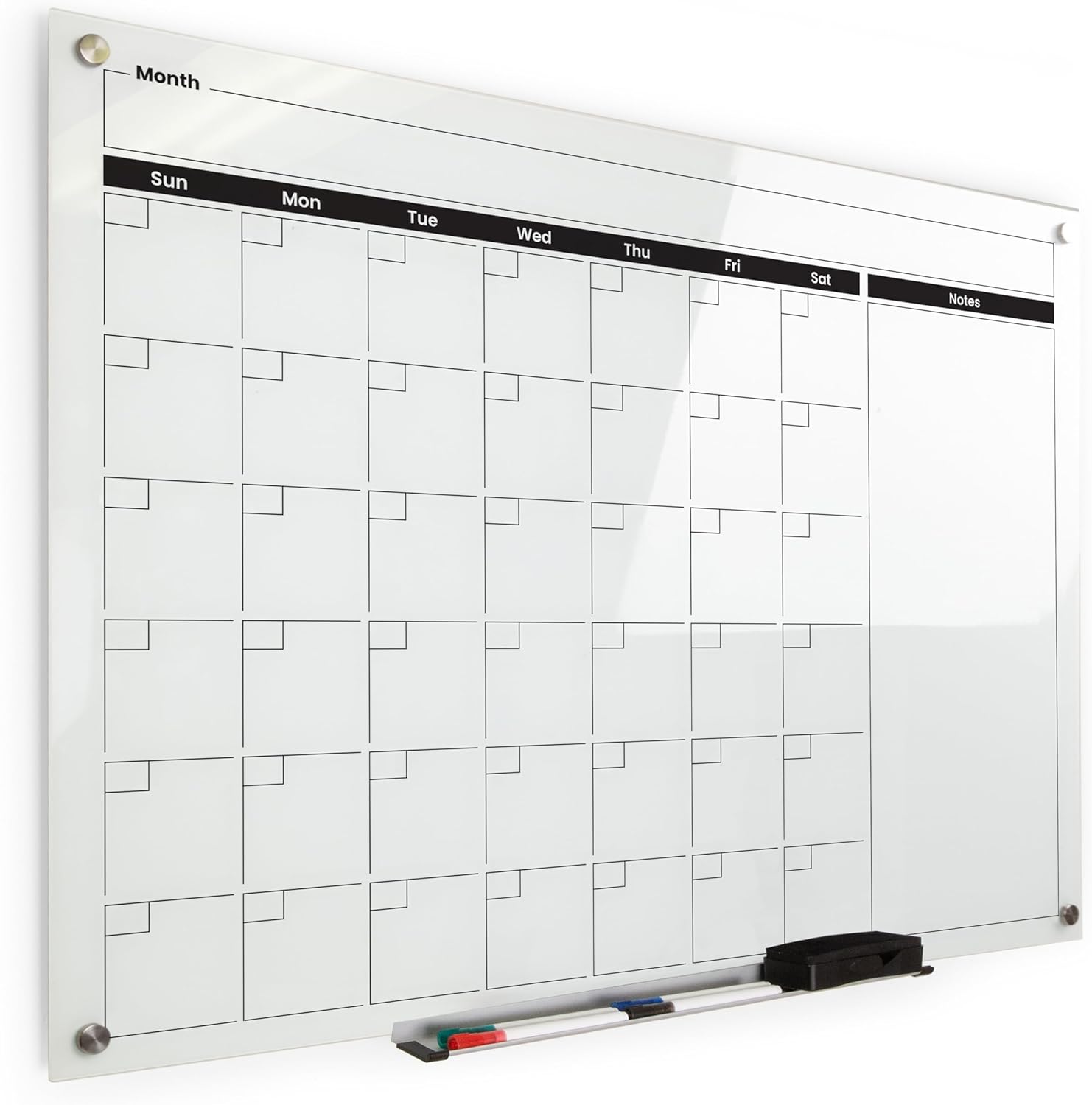 Amazon.com: Real Glass Dry Erase Monthly Calendar, Giant Size 34" x 46 ...