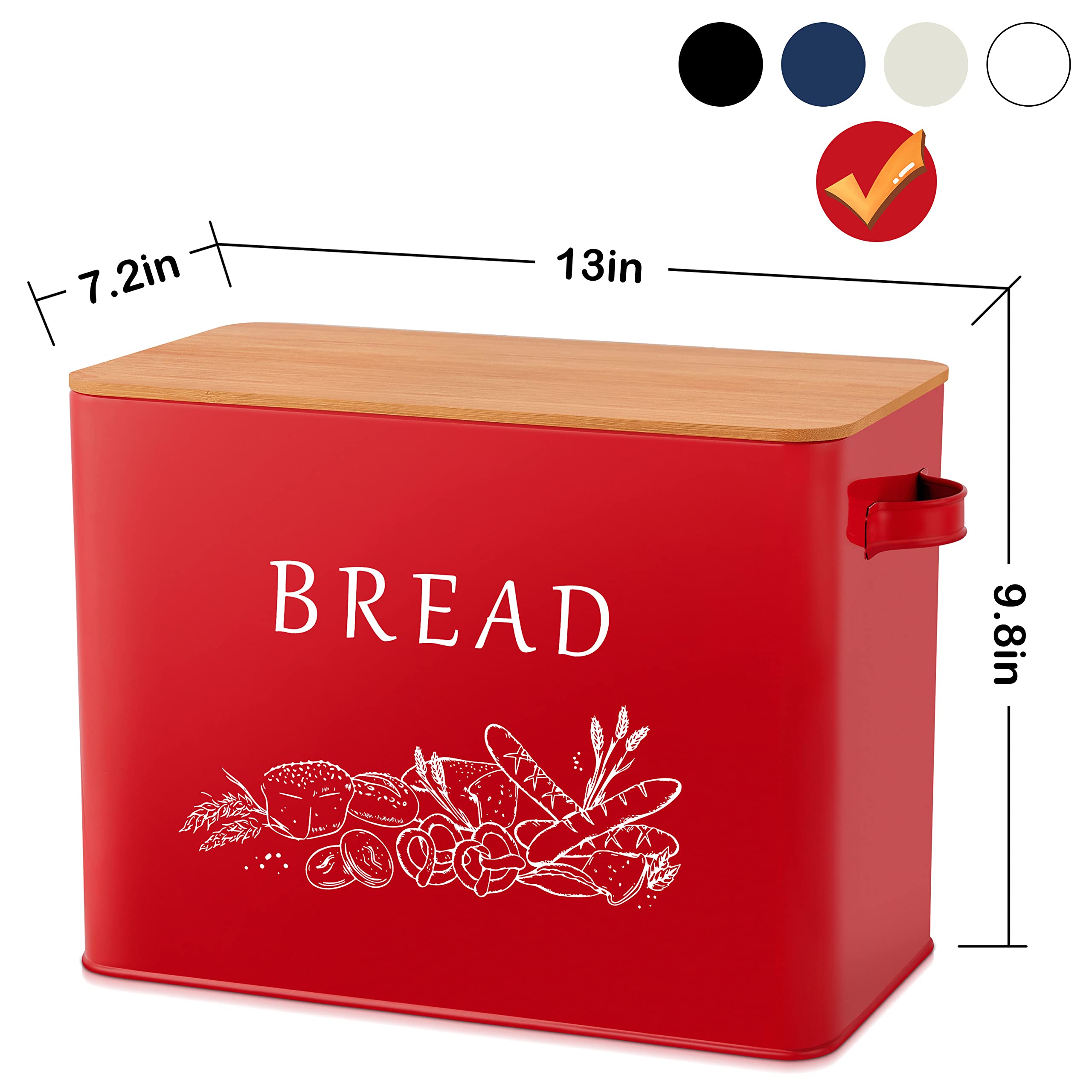 Snapklik.com : E-far Bread Box For Kitchen Countertop, Metal Bread ...