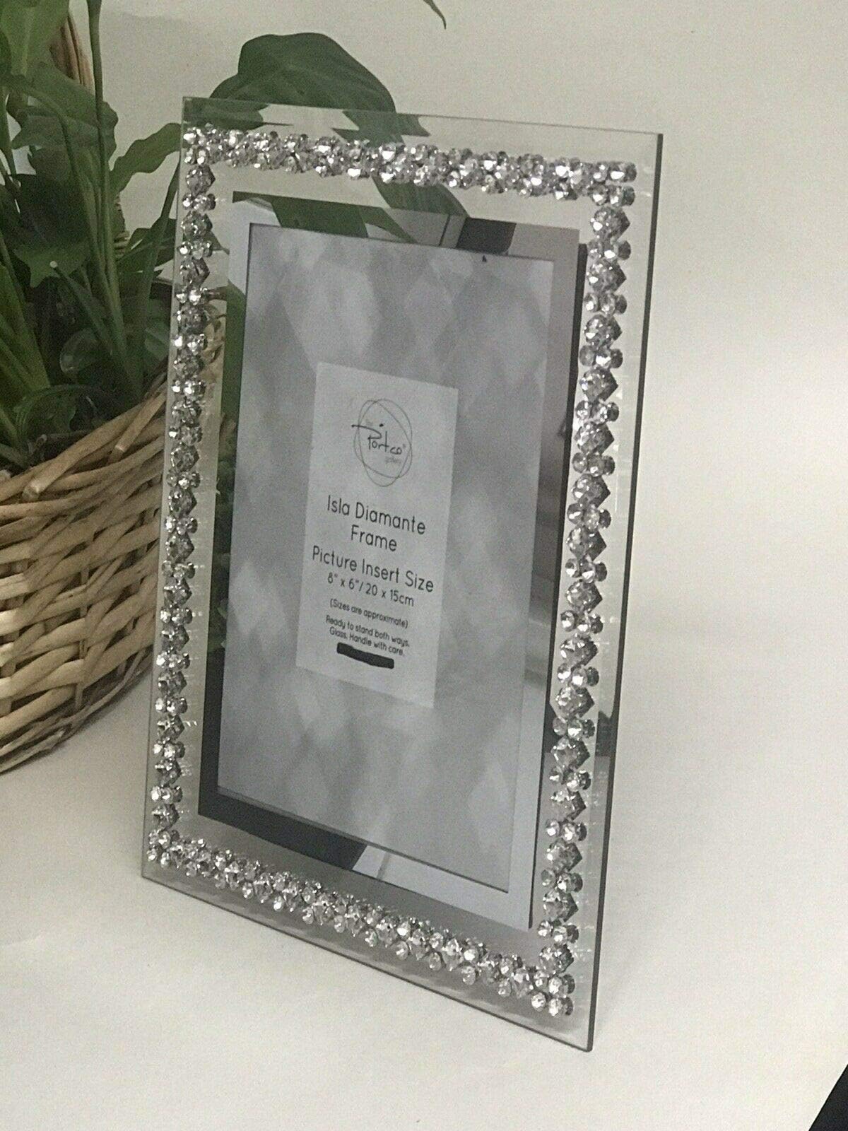 GLASS PHOTO FRAME JEWEL MIRROR SILVER LOOSE DIAMANTE NEW CRYSTAL DECOR ...