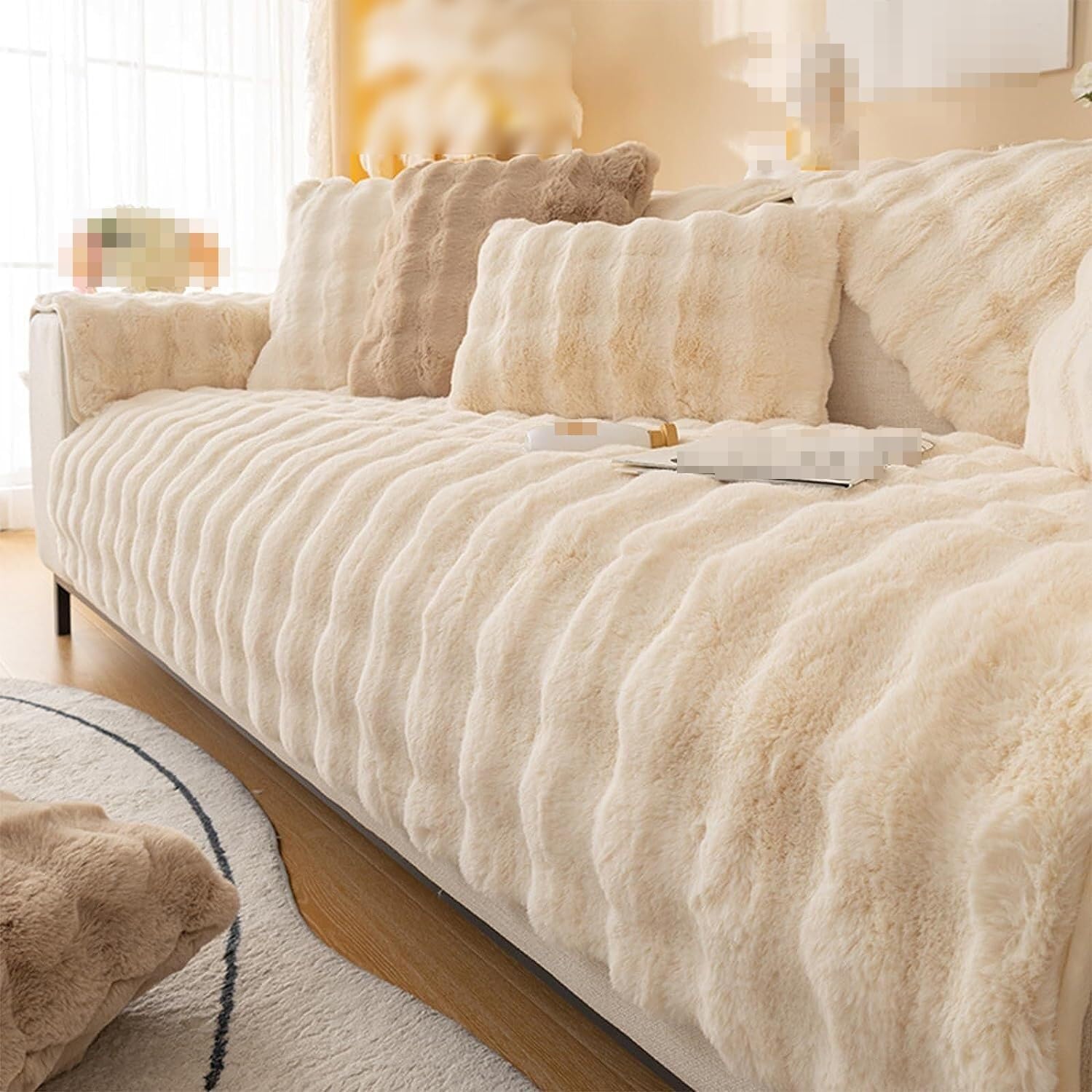 Amazon.com: Cosy Plush Solid Colour Non-Slip Couch Cover, Super Cozy ...