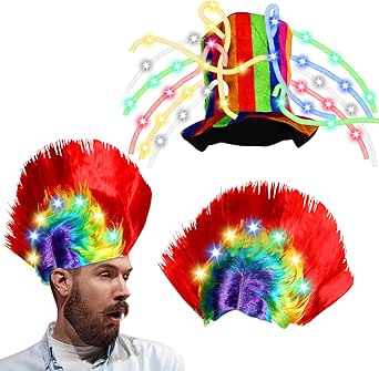 Ramede 2 Pcs Mohawk Wig And Crazy Hat, Crazy Costume Halloween Funny ...