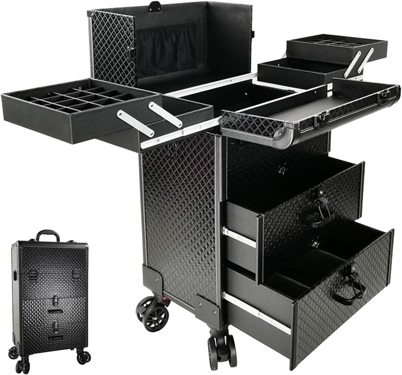 Amazon.com: HJXGQJM Large Professional Cosmetic Train Case, Rolling ...