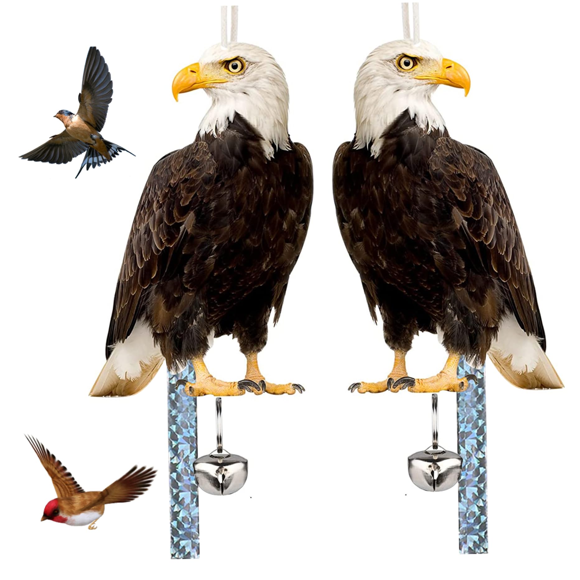 Bird Deterrents for Outside, 2pcs 10.6inch Acrylic Eagle Decoy with ...