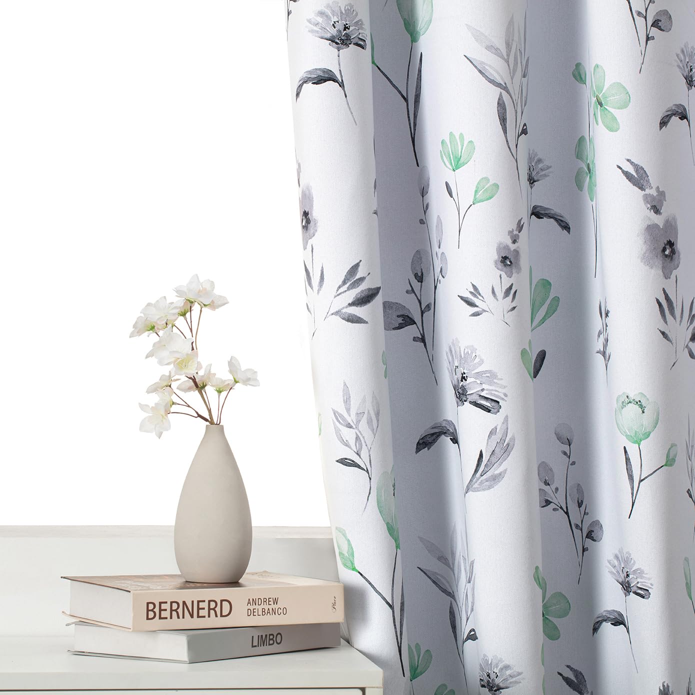 Amazon.com: CHICNOOK Green Floral Curtains for Living Room 84 Inch ...