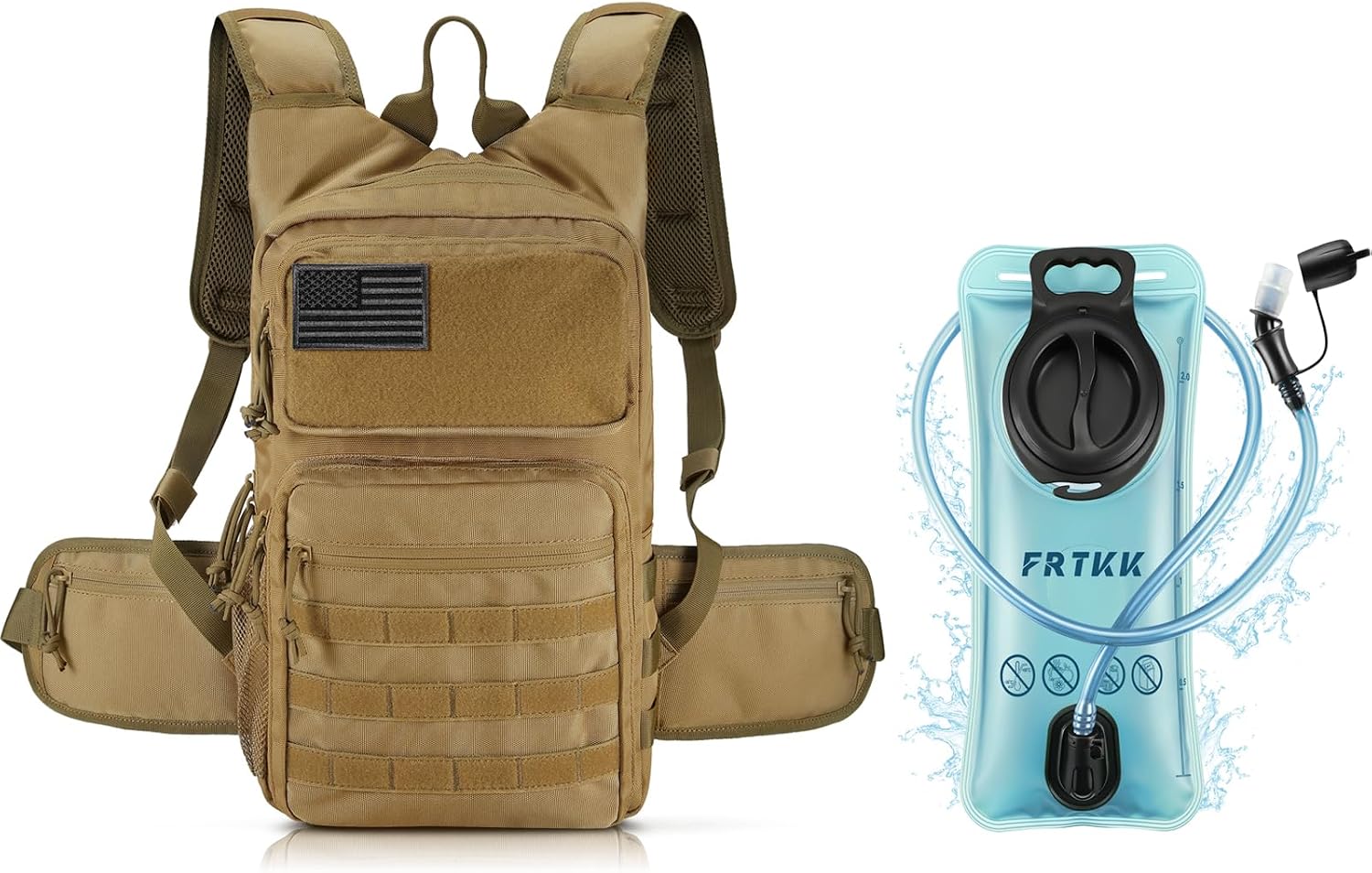 Amazon.com : FRTKK Hydration Backpack with 2L TPU Hydration Bladder ...