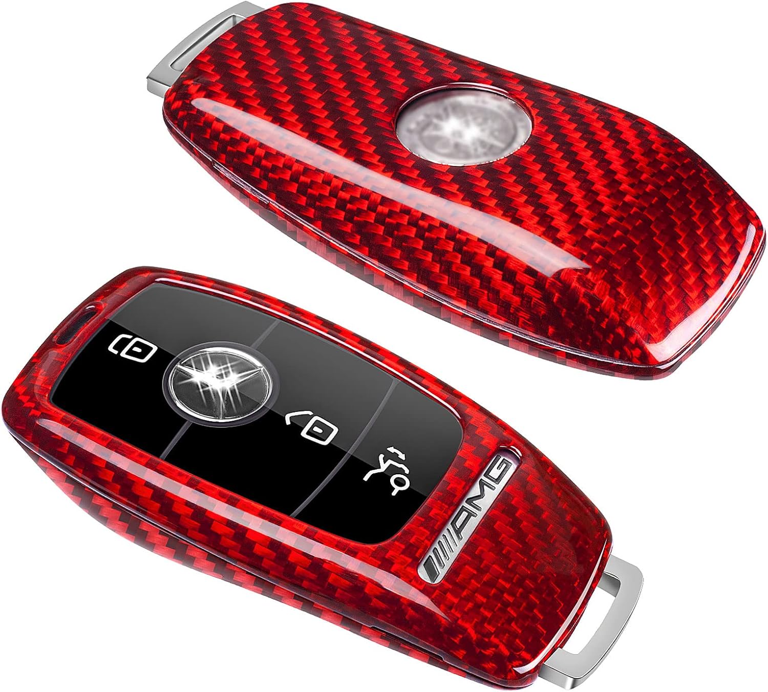 Amazon.com: Real Glass Fiber Key Fob Cover for Mercedes Benz, T-Carbon ...