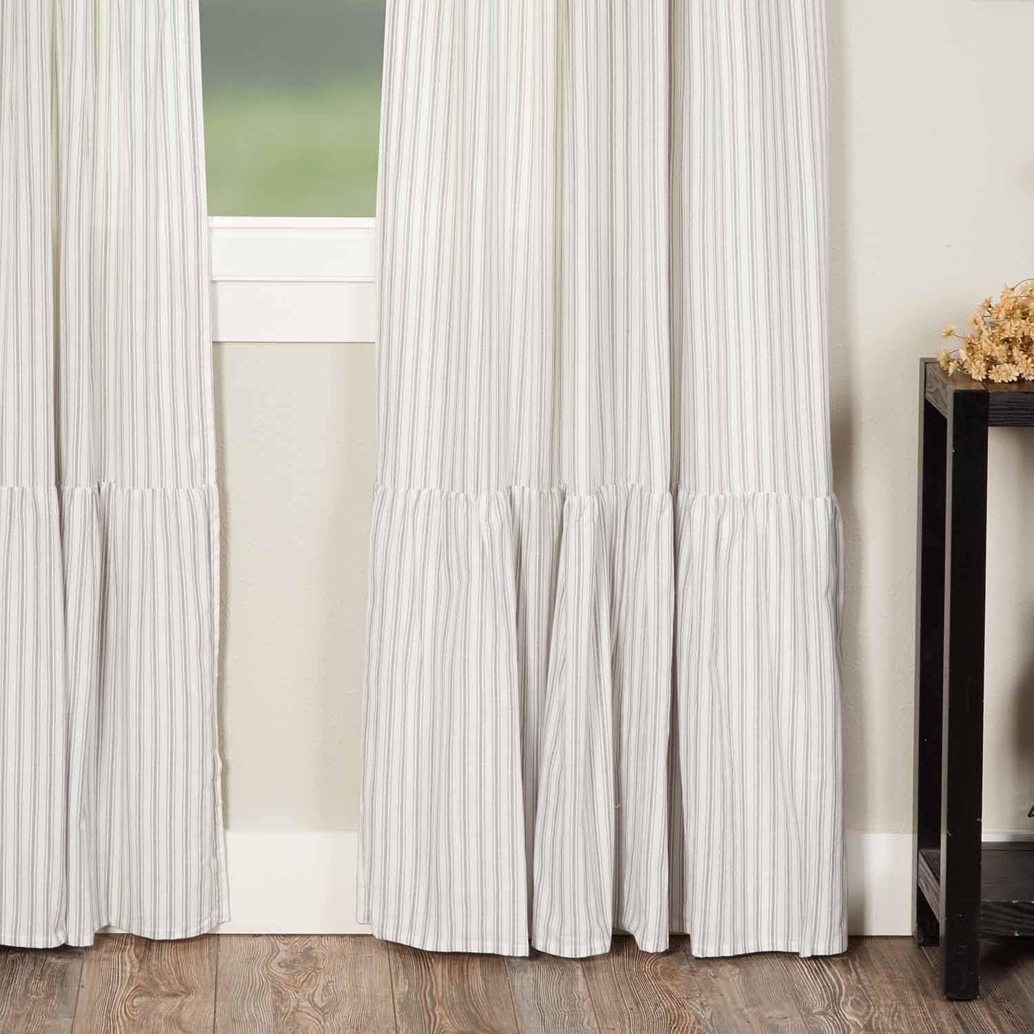 Amazon.com: Piper Classics Timeless Ticking Ruffled Panel Curtains, Set ...