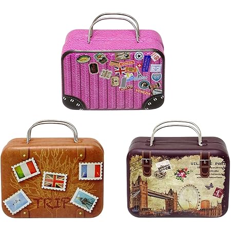 Amazon.com: Honbay 3PCS Mini Suitcase Candy Boxes Small Tin Plate Gift ...