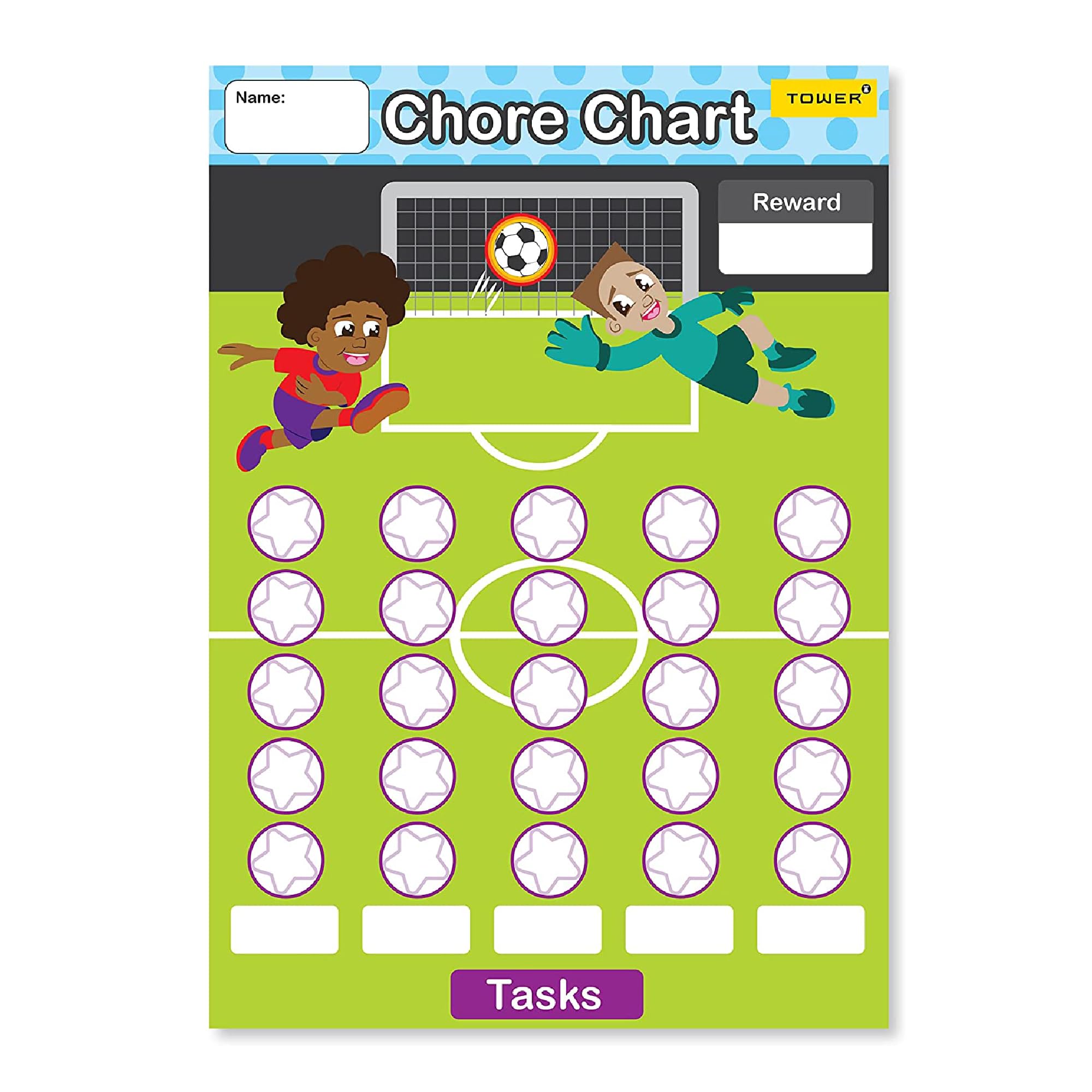 Tower Football Themed Reward Charts for Children - Pack of 5 with Star ...