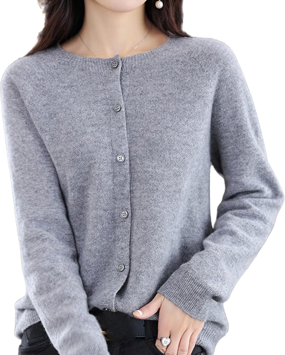 2024 Cashmere Button Front Long Sleeve Cardigan Soft Warm Knit Elastic ...